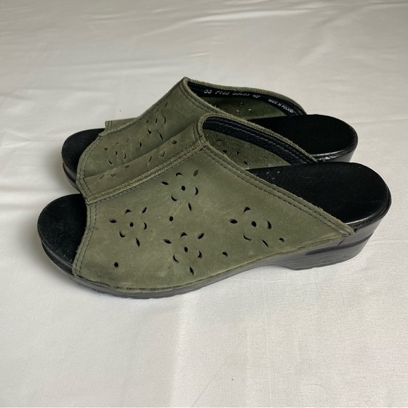 Dansko | Shoes | Dansko Suede Leather Open Back Laser Cut Slide Mules ...